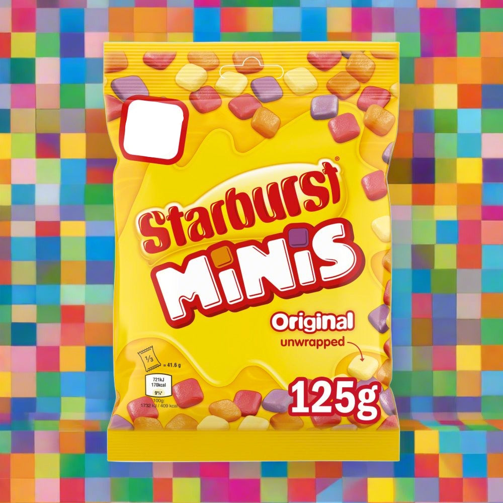 Buy Starburst Minis Fruit Flavoured Treat Bag 1.25 PMP 125g at SnacksOnline Snacks Online