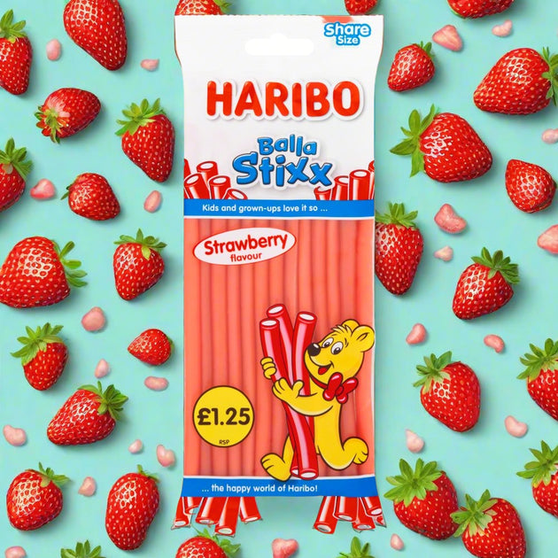 Buy Haribo Balla Stixx Strawberry Flavour 140g at SnacksOnline.co.uk ...