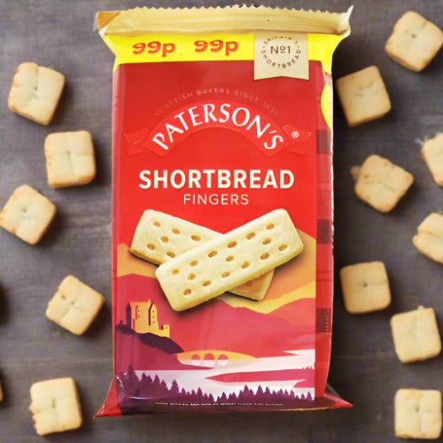 Buy Patersons Shortbread Fingers 150g PMP 99p at SnacksOnline.co.uk