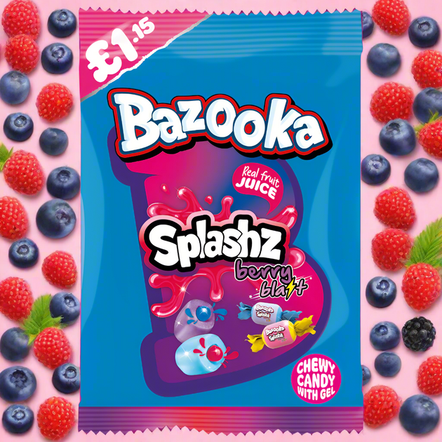 Buy Bazooka Splashz Berry Blast Bag 120g £1.15 PMP at SnacksOnline.co ...