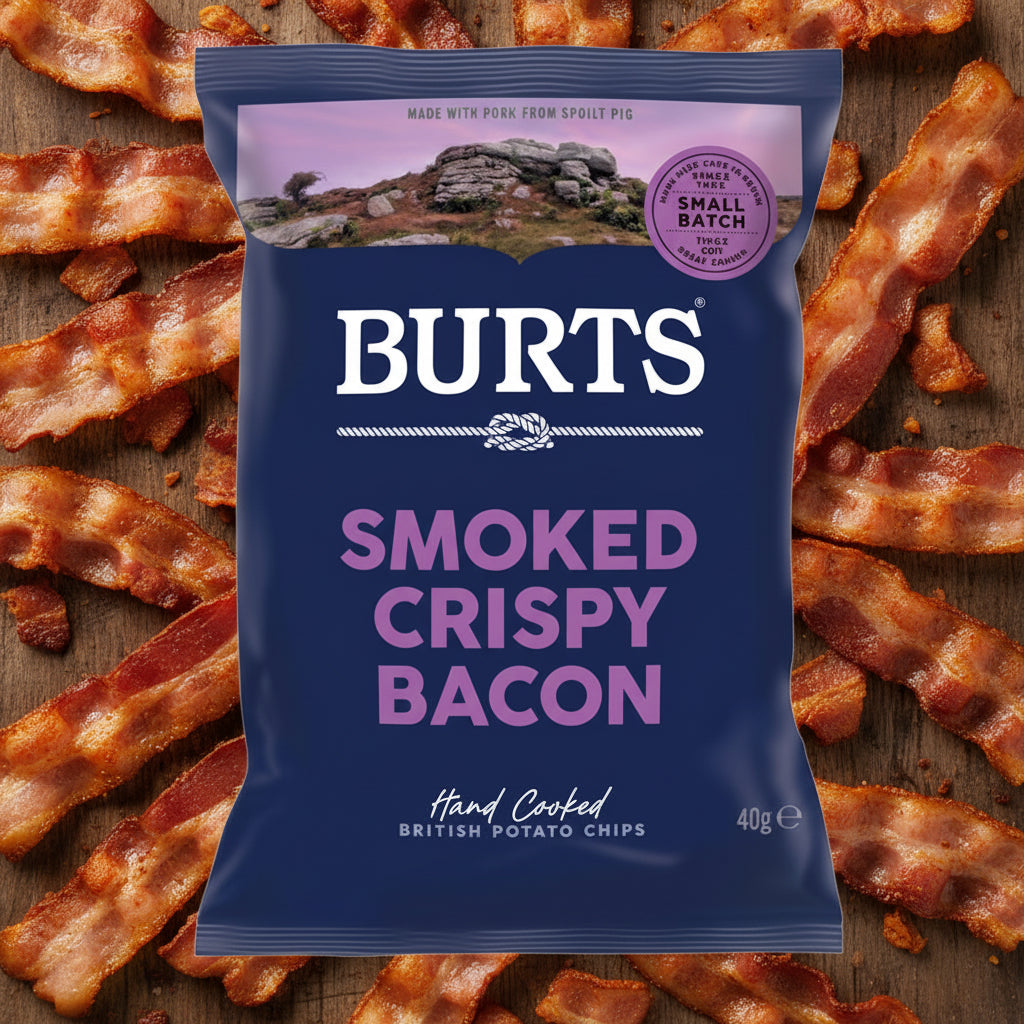 Buy Burts Smoked Crispy Bacon Crisps 40g at SnacksOnline.co.uk