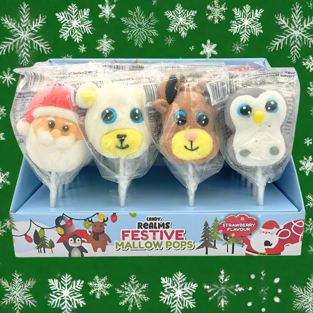 Buy Candy Realms Christmas Mallow Pops 45g at SnacksOnline.co.uk