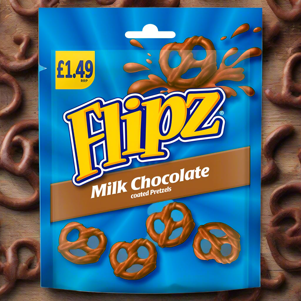 Buy Flipz Milk Chocolate Pretzels PM £1.49 80g at SnacksOnline.co.uk