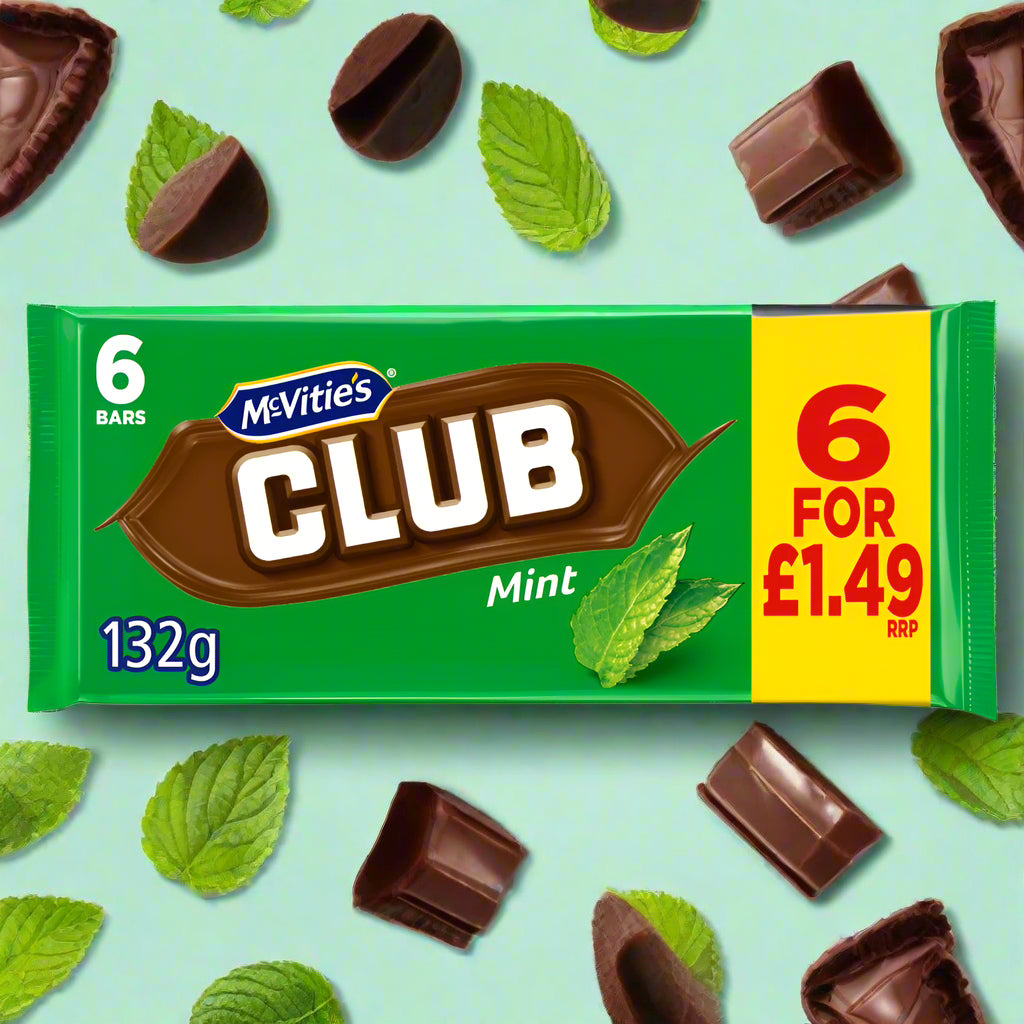 Buy McVitie's Club Mint Bars 6 x 22g (132g) £1.49at SnacksOnline.co.uk