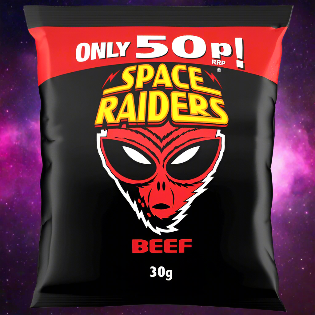 Buy Space Raiders Beef Snacks 30g Full Box (36 Pack) at SnacksOnline.co.uk