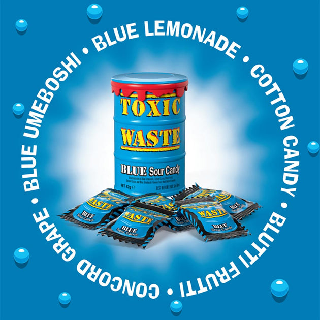 Buy Toxic Waste Blue Sour Candy Drum 42g at SnacksOnline.co.uk | Snacks ...