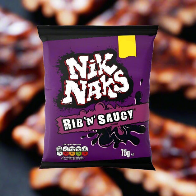 BuyNik Naks Rib 'N' Saucy Crisps 75g Full Box (20 Pack) at SnacksOnline ...