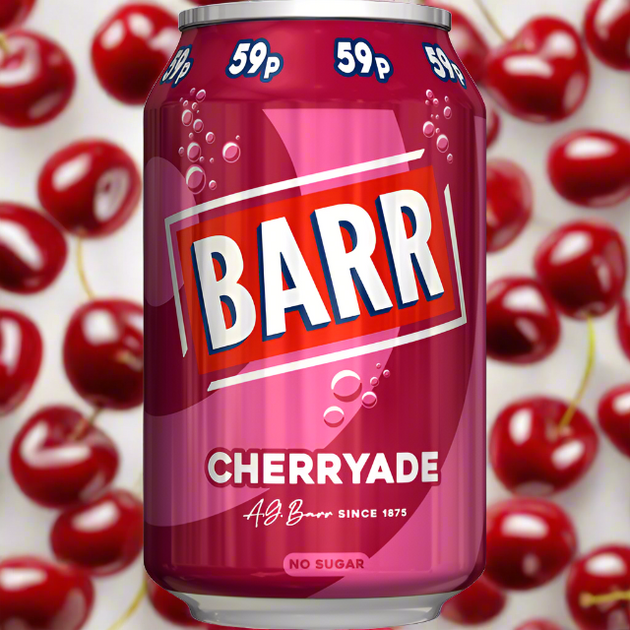 Buy Barr Cherryade 330ml Can at SnacksOnline.co.uk | Snacks Online